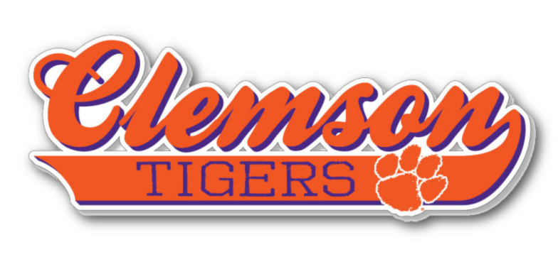 Clemson Tigers 10" Script Clemson w/Tail Vinyl Decal – ToddandMoore