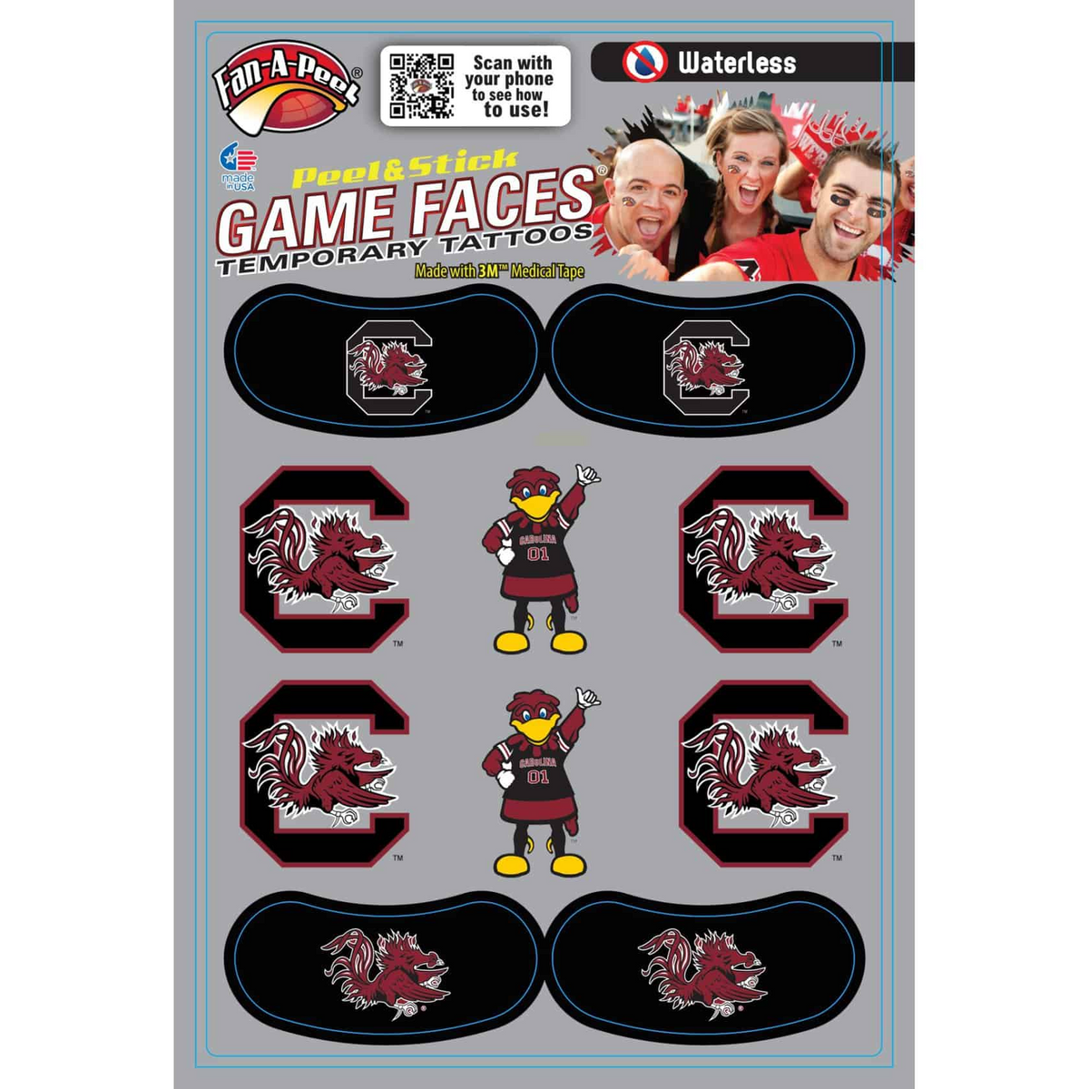 USC Gamecocks Waterless Peel & Stick Temporary Asst. Tattoos – ToddandMoore