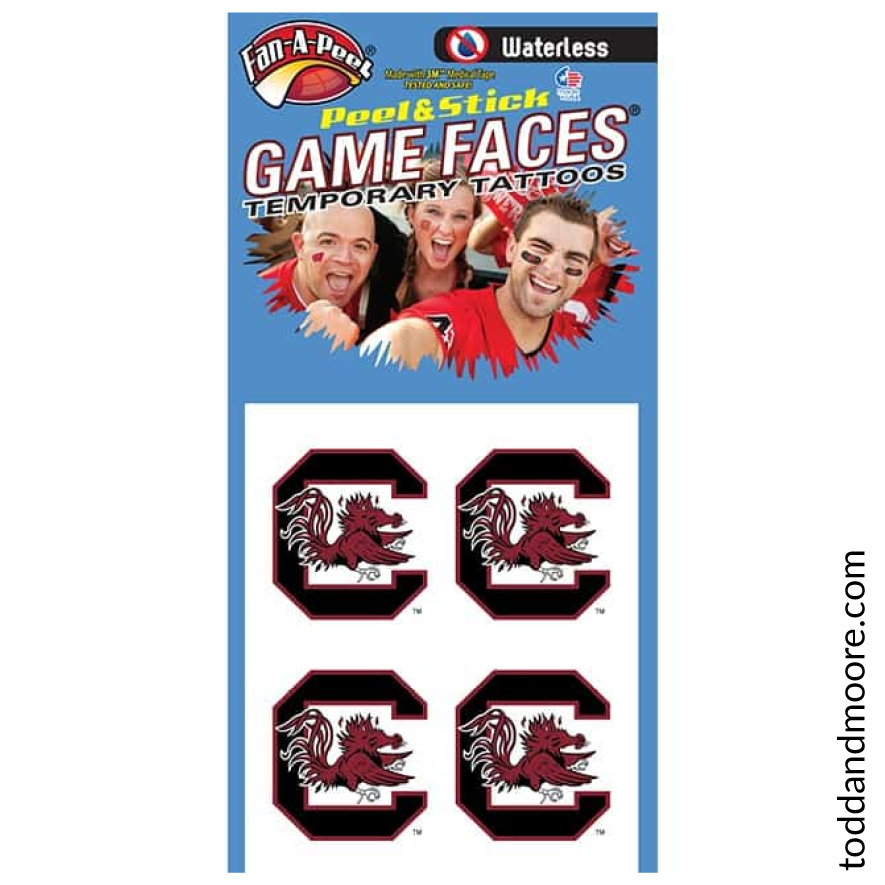 USC Gamecocks Waterless Peel & Stick Temporary Block C Tattoos ...