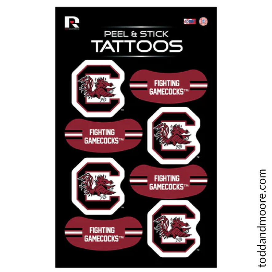 USC Gamecocks Waterless Peel & Stick Eye Black & Block C Tattoos ...